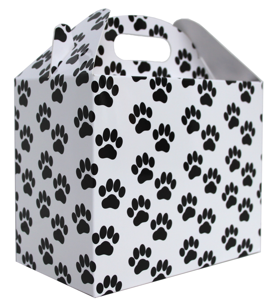 Pack of 10 GABLE BOXES 17x10x14cm - PAW PRINTS - www.giftbasketsforyou ...